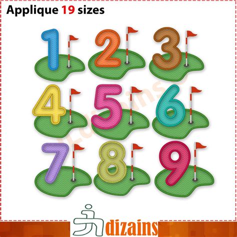 Golf Number Embroidery Applique Design Set Golf Numbers Embroidery Golf Number Applique