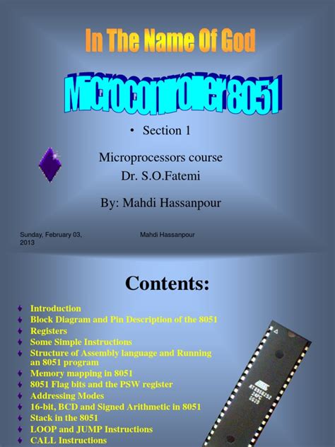 Section 1 Microprocessors Course Dr Sofatemi By Mahdi Hassanpour