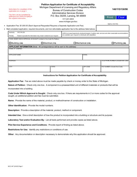 Form Bcc 247 Fill Out Sign Online And Download Fillable Pdf Michigan Templateroller