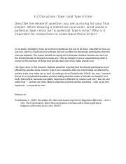 3 2 Discussion Type I Type II Error Docx 3 2 Discussion Type I And Type II Error