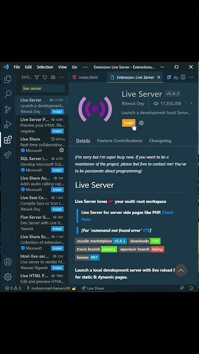 The Most Important Live Server Extension Vs Code Extension Useful Extensions Youtube