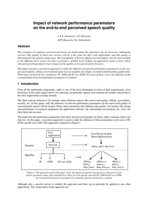 Pdf Impact Of Network Performance Parameters On The End To End