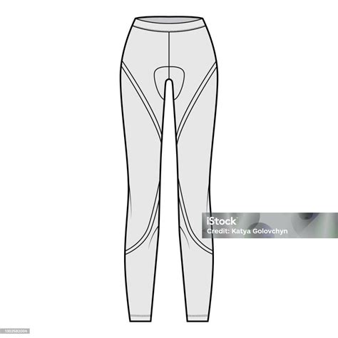 낮은 허리 상승 전체 길이와 사이클링 바지 레깅스 기술 패션 일러스트 플랫 스포츠 트레이닝 바닥 0명에 대한 스톡 벡터 아트 및 기타 이미지 Istock