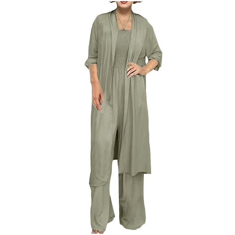 Qolati 2 Piece Mother Of The Bride Pantsuits With Jackets Halter Neck Wide Legs Jumpsuits
