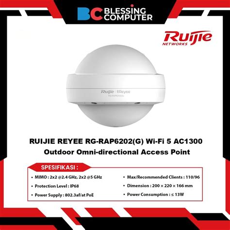 Jual Ruijie Reyee Rg Rap6202 G Wi Fi 5 Ac1300 Outdoor Omni Directional Access Point Shopee