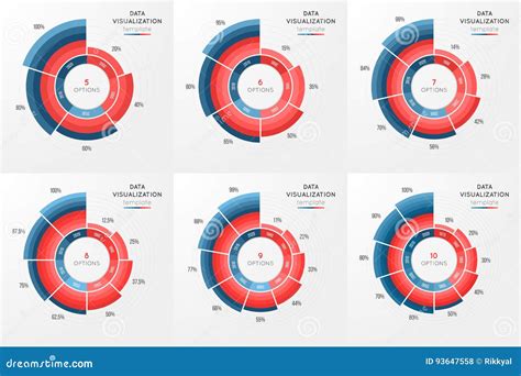 Set Of Vector Circle Chart Infographic Template For Data Visualization