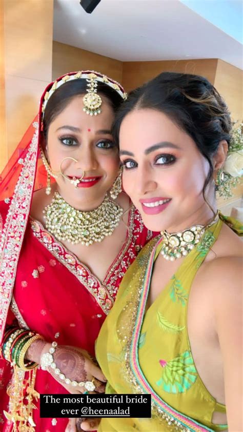 Hina Khan Turns Bridesmaid In Pretty Yellow Floral Saree With Halter Neck Blouse Hot Pics