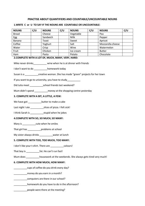 Quantifiers And Nouns Online Exercise For Live Worksheets