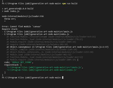 Cannot Find Module Canvas Issue Hashlips Generative Art Node Github