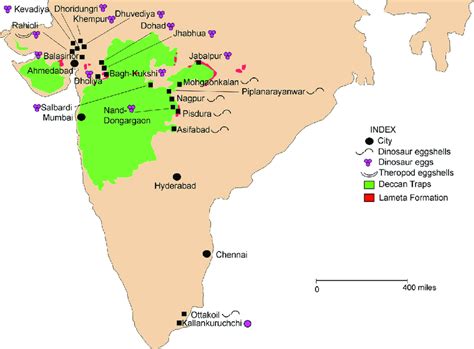 Map Of India Showing The Distribution Of Late Cretaceous Dinosaur Eggs Download Scientific