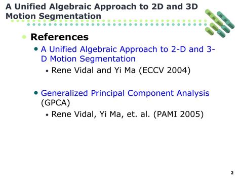 Ppt A Unified Algebraic Approach To 2 D And 3 D Motion Segmentation