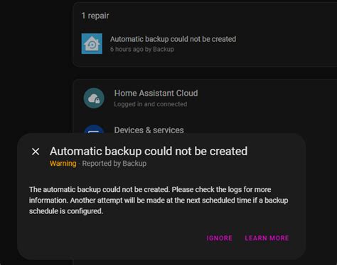 Haos Incorrect Message Error No Backup Incorrect Home Assistant
