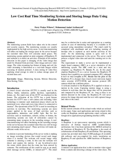 pdf low cost real time monitoring system and storing image data using motion detection