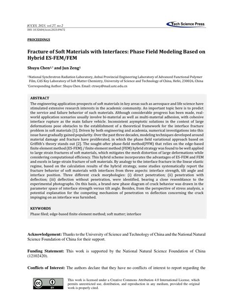 Pdf Fracture Of Soft Materials With Interfaces Phase Field Modeling Based On Hybrid Es Femfem