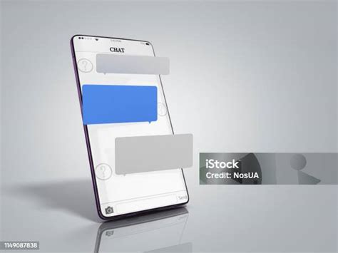 스마트 폰의 스마트폰 채팅 창에서 채팅 메시지 빈 메시지 필드는 제리 그라데이션에 3d 렌더링 화면 위에 걸려 기포에 대한 스톡
