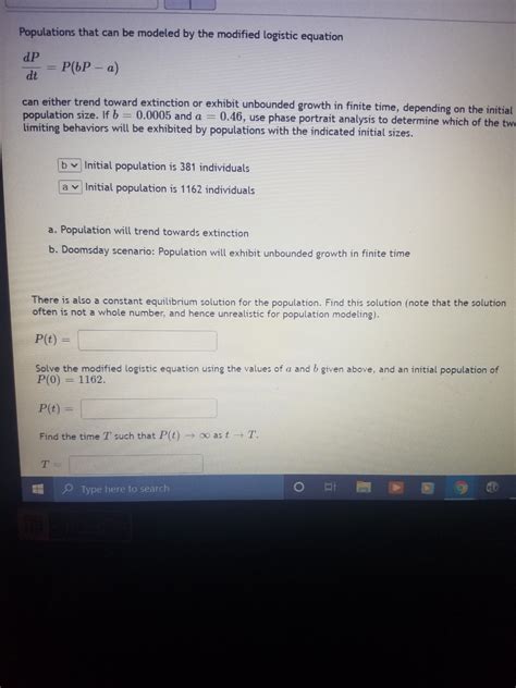 Solved Populations That Can Be Modeled By The Modified