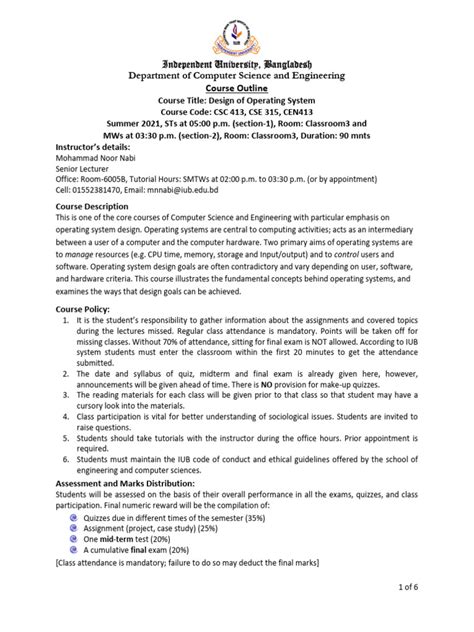 Cse 351 Course Outline Pdf Thread Computing Process Computing