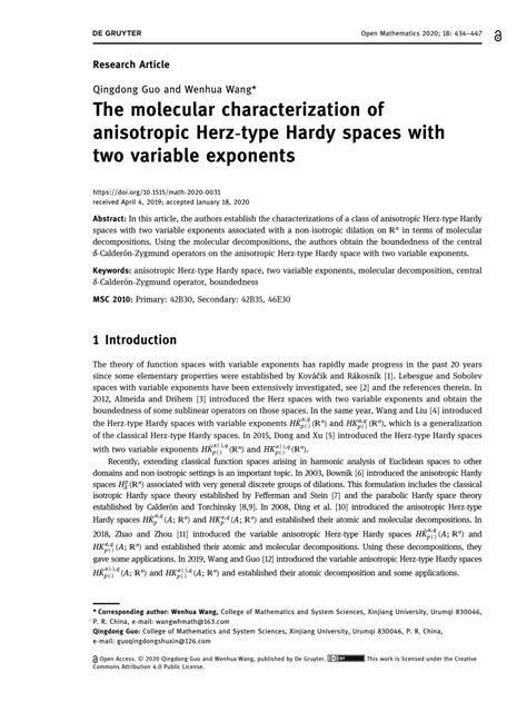 Pdf The Molecular Characterization Of Anisotropic Herz Type Hardy