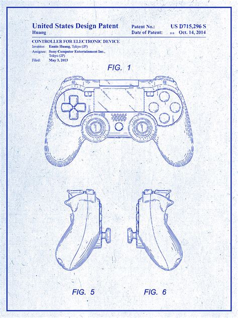 2013 Ps4 Controller Patent Print Blueprint 2 Drawing By Greg Edwards Fine Art America