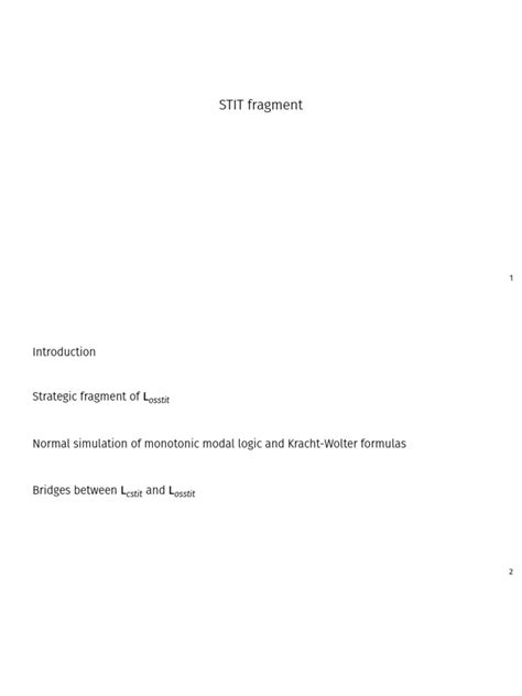 Strategic Stit Fragment Pdf Logic Modal Logic