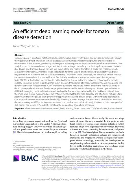 Pdf An Efficient Deep Learning Model For Tomato Disease Detection