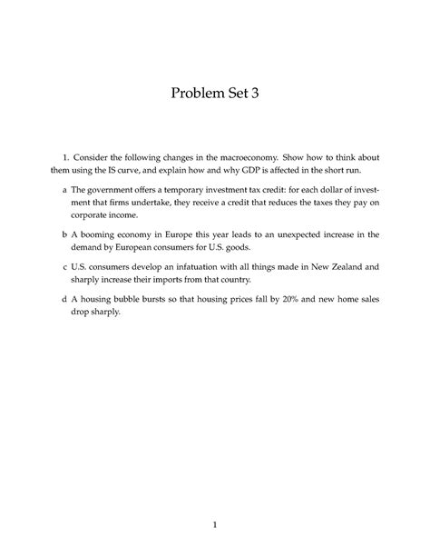 Hw3 MACRO Problem Set Homework 3 Problem Set 3 Consider The Following Changes In The Studocu