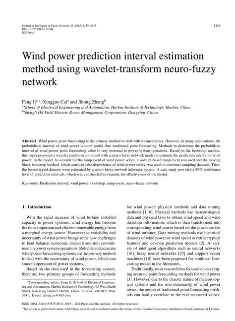 Pdf Wind Power Prediction Interval Estimation Method Using Wavelet