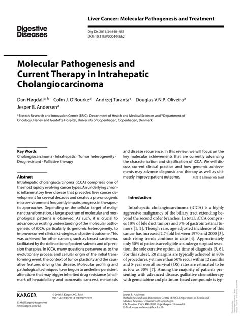 Pdf Molecular Pathogenesis And Current Therapy In Intrahepatic