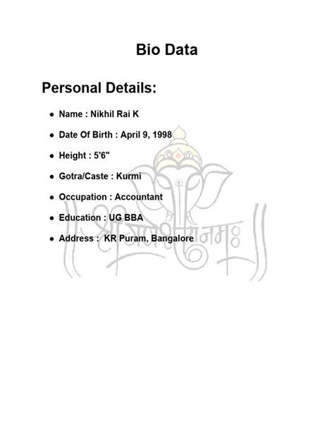 Bio Data Pdf