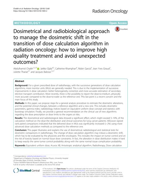 Pdf Dosimetrical And Radiobiological Approach To Manage The