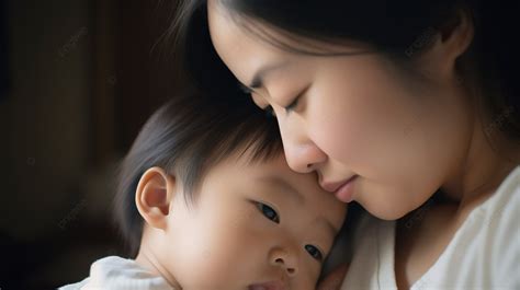 어린 아이가 엄마 얼굴에 뽀뽀한다 아기의 잠자는 얼굴을 보고 있는 아이와 엄마 고화질 사진 사진 이마 배경 일러스트 및 사진 무료 다운로드 Pngtree