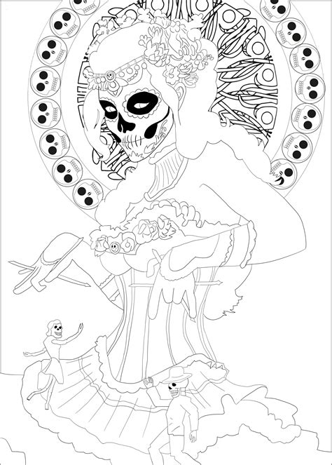 Folklorico Dia De Los Muertos Pages Coloring Pages