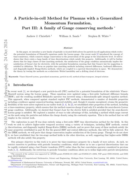 Pdf A Particle In Cell Method For Plasmas With A Generalized Momentum