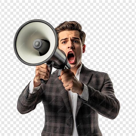 Man Shouting Into A Megaphone Premium Ai Generated Psd