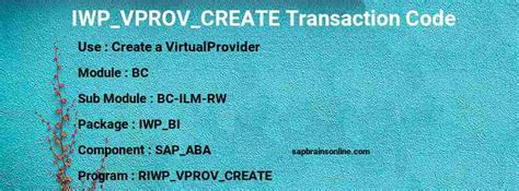 iwp vprov create sap tcode for create a virtualprovider