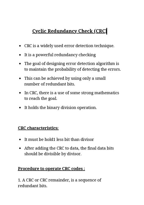 Cyclic Redundancy Check Crc It Is A Powerful Redundancy Checking