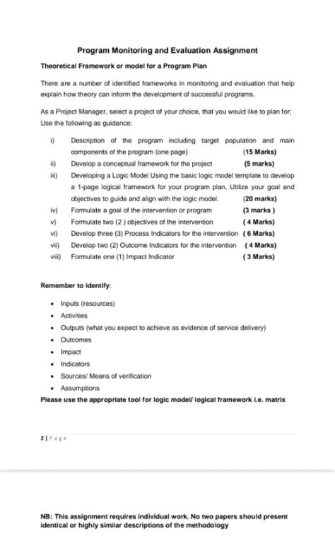 Solved Program Monitoring And Evaluation