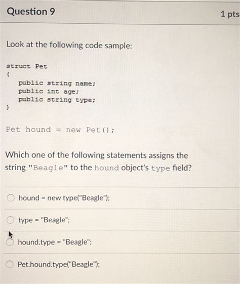 Solved Question 18 1 Pts A Structure Declaration Does Not