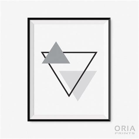 Geometric Triangle Posters Printable Wall Art Black And White