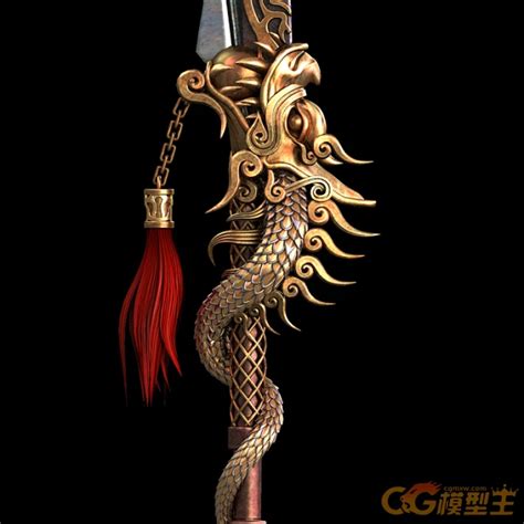 武器，大刀，青龙偃月刀，偃月，大剑，神龙，屠龙刀，传奇武器，高模武器， 021 3d模型 Cg模型王 花瓣网