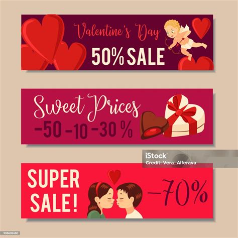 발렌타인의 날 판매 배너 디자인입니다 벡터 일러스트 레이 션 2월에 대한 스톡 벡터 아트 및 기타 이미지 2월 Day 14 가격 Istock