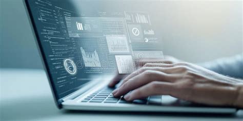Business Person Uses Laptop With Advanced Security System Interface