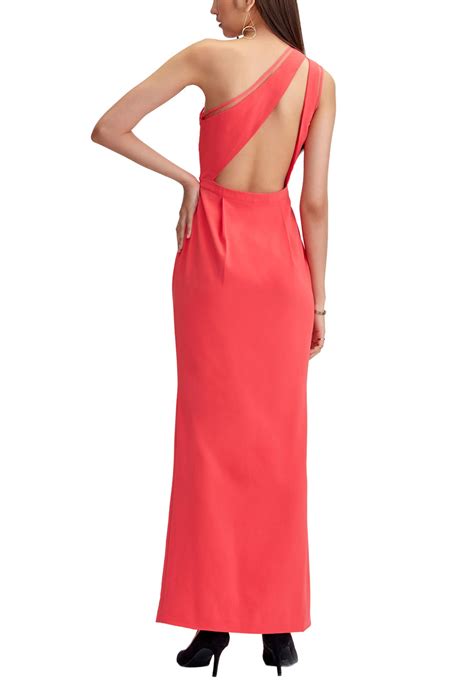 Emma Wallace Red Stella One Shoulder Asymmetrical Cutout Maxi Dress