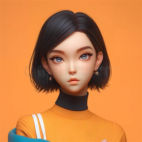 3d数字艺术 3d女孩卡通动漫形象 ai立体元素免费下载 png格式 2784像素 编号69531464 千图网