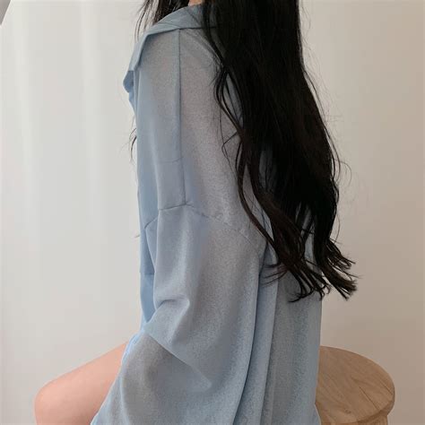 슈가파우더 단독특가and컬러 핵 여리핏 시스루 카라 롱셔츠6col