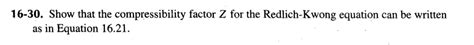Solved Show That The Compressibility Factor Z For The