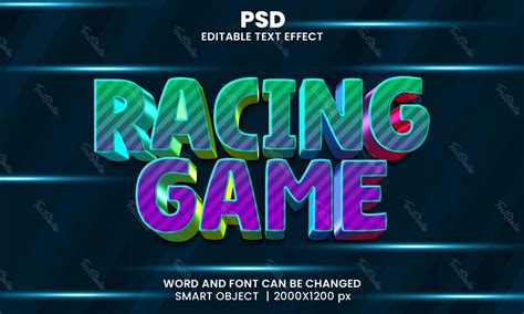 Racing Game 3d Text Effect Photoshop Premium Psd File