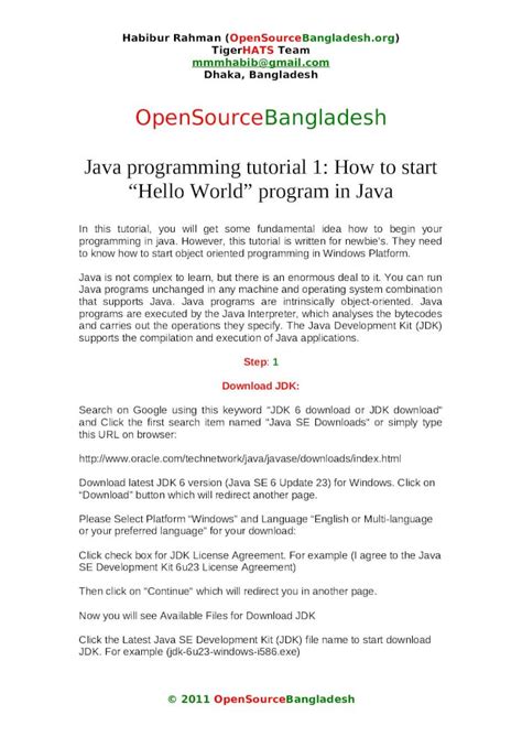 Doc Java Programming Tutorial 1 How To Start “hello World” Program