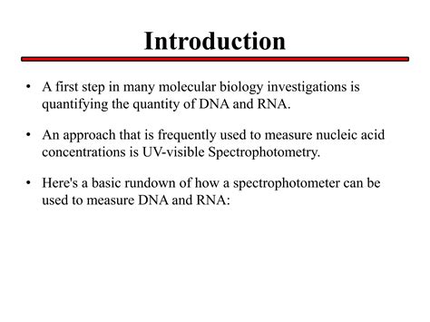 Dna And Rna Quantification By Spectrophotometer Pptx