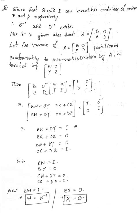 B0 5 Given That B And D Are Invertible Matrices Of Orders N And P
